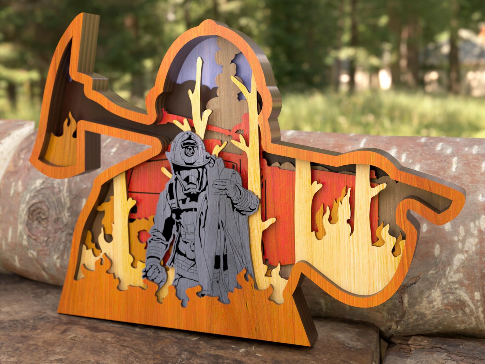 Firefighter 3D, Multilayer SVG, Laser Ready Files - 8 Layer - Etsy