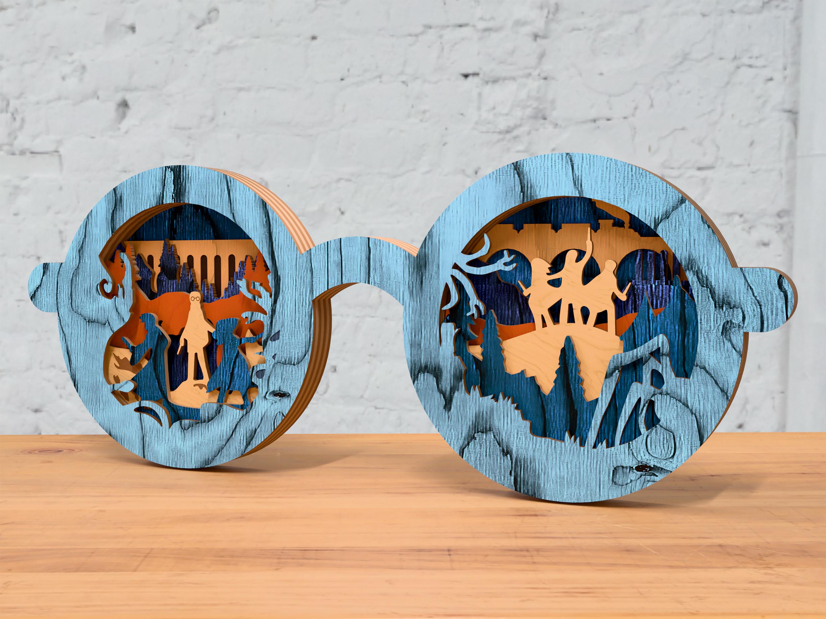 Wizard Glasses Svg Laser Cut Files - 7 Layer Art Piece for Multi-layer ...