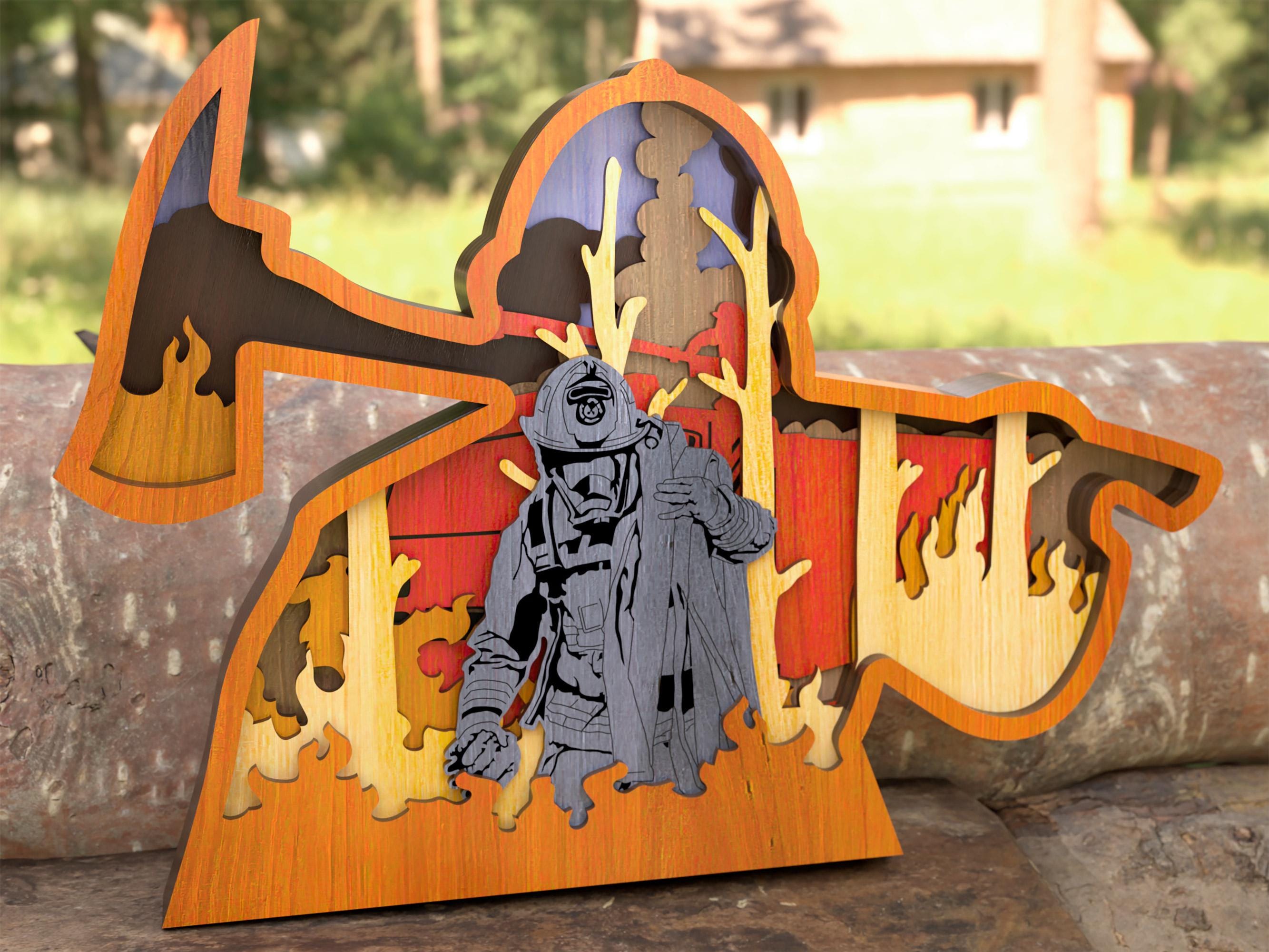 Firefighter 3D, Multilayer SVG, Laser Ready Files - 8 Layer - Etsy