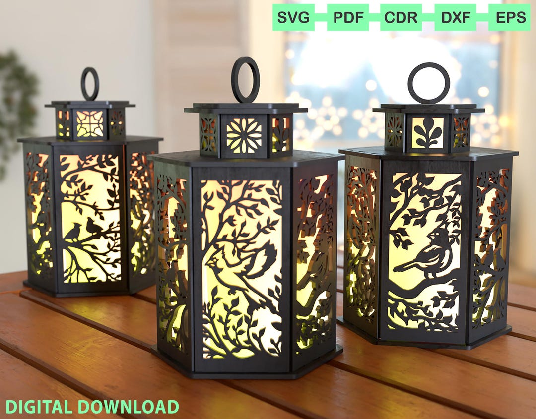 Cardinal Bird Lamp Night Light Lantern Decoration SVG Laser - Etsy