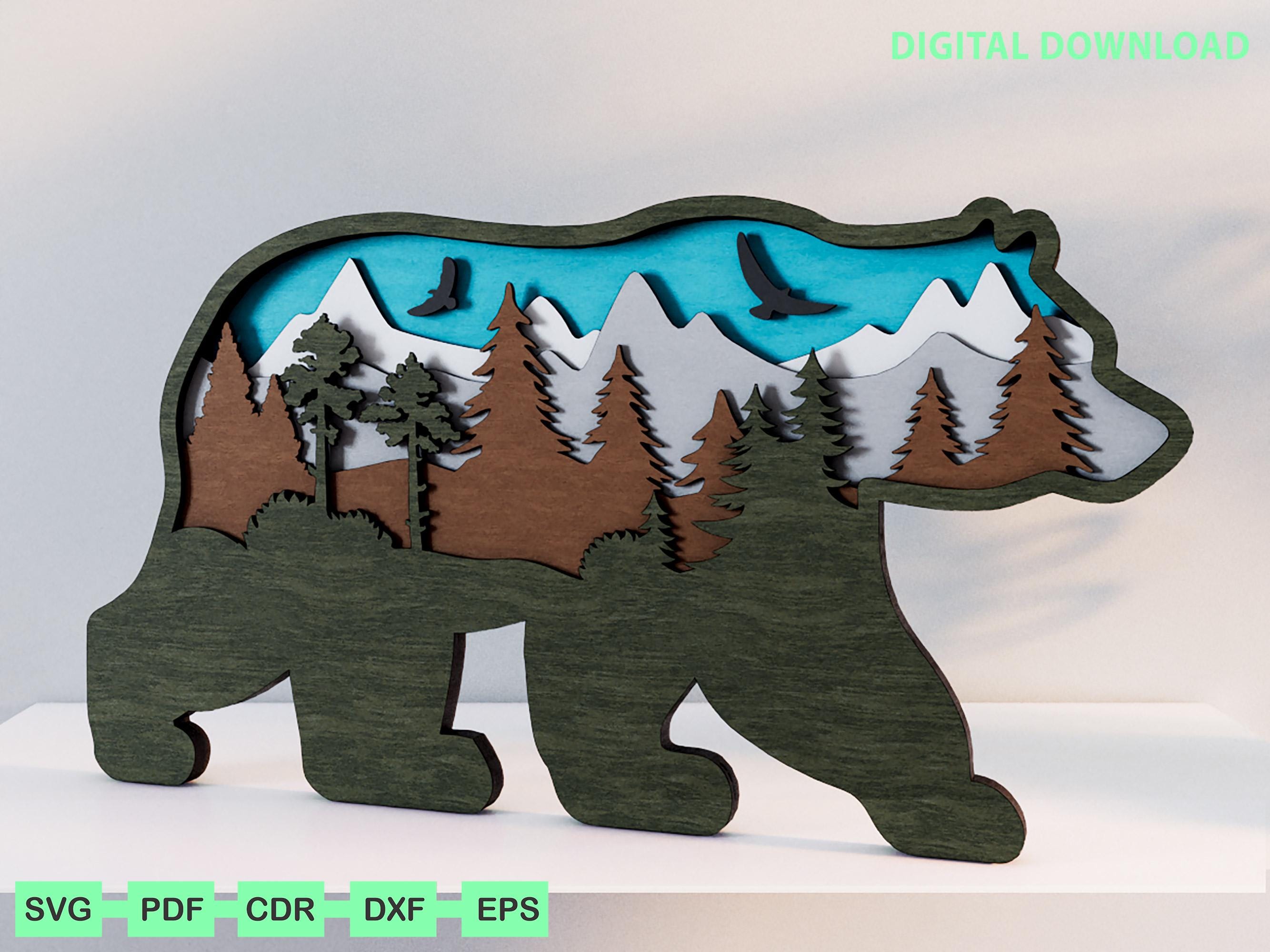 Bear SVG Layered, Bear SVG Files, Bear Mountain Svg - Etsy