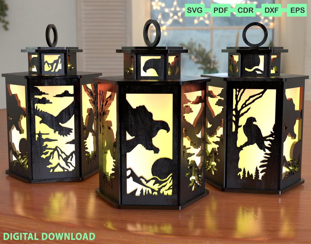 Eagle Lamp Night Light Lantern Decoration SVG Laser - Etsy