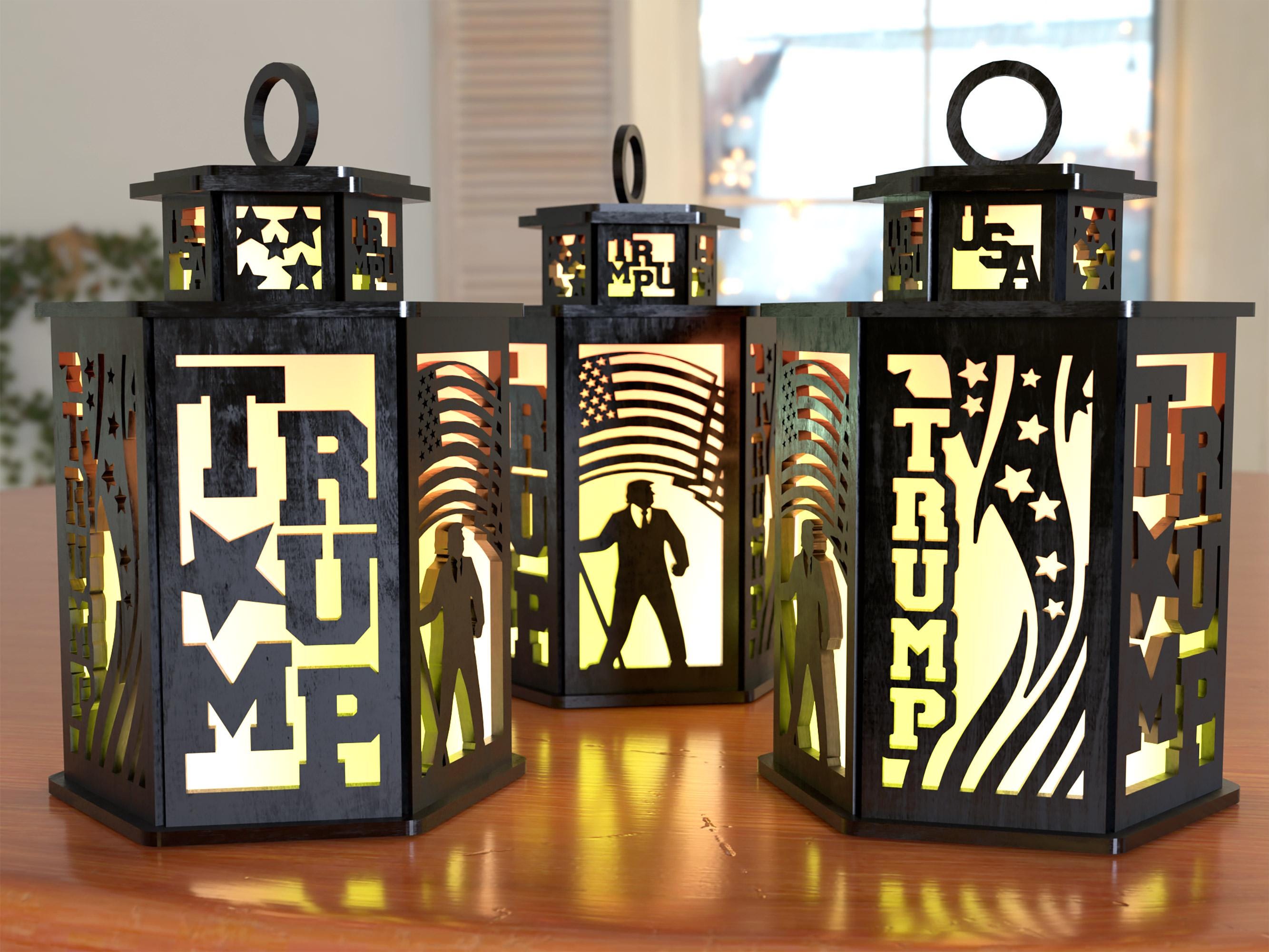 TRUMP Lamp Night Light Lantern Decoration SVG Laser, Trump 2024 Lantern ...