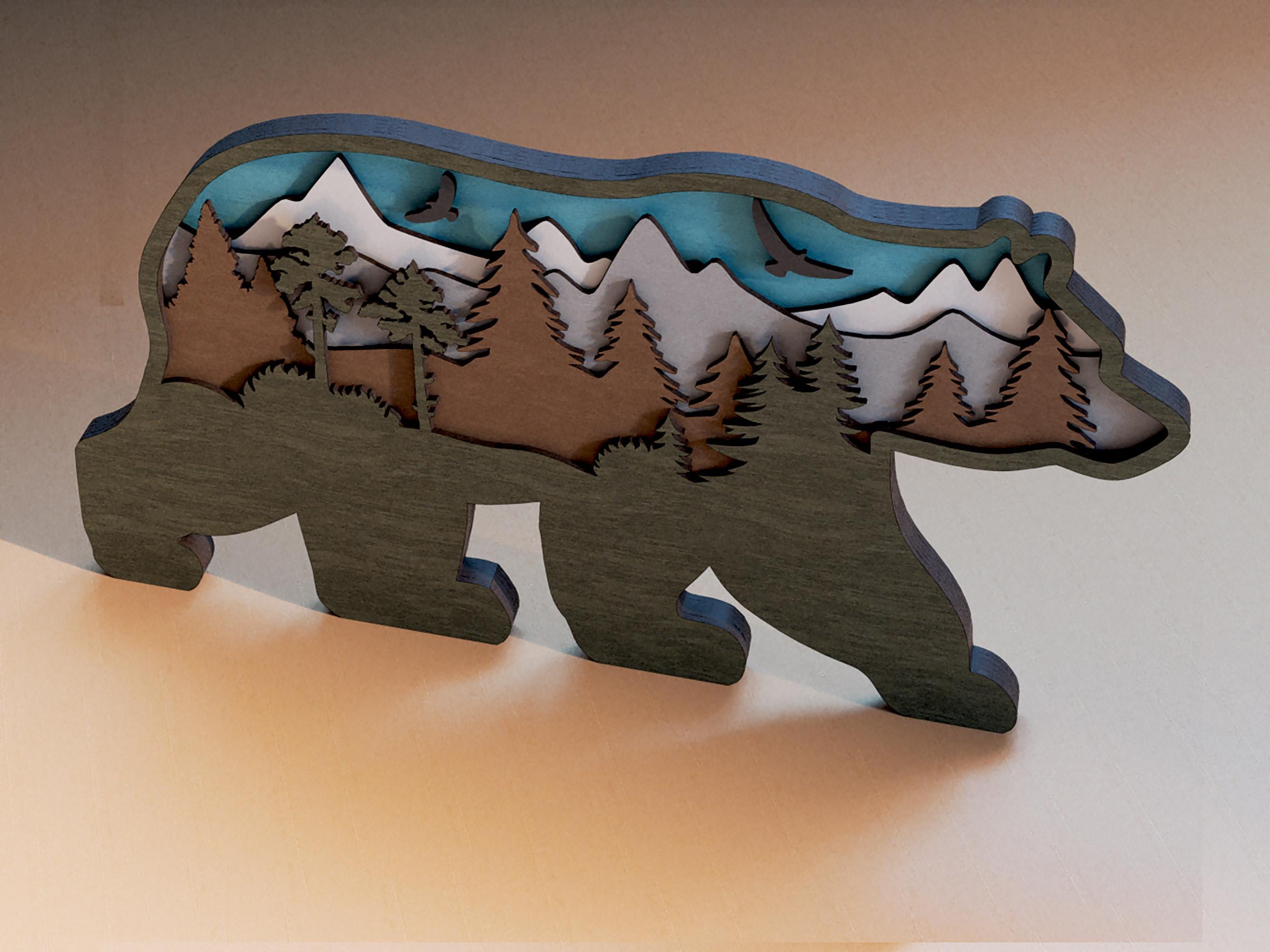 Bear SVG Layered, Bear SVG Files, Bear Mountain Svg - Etsy