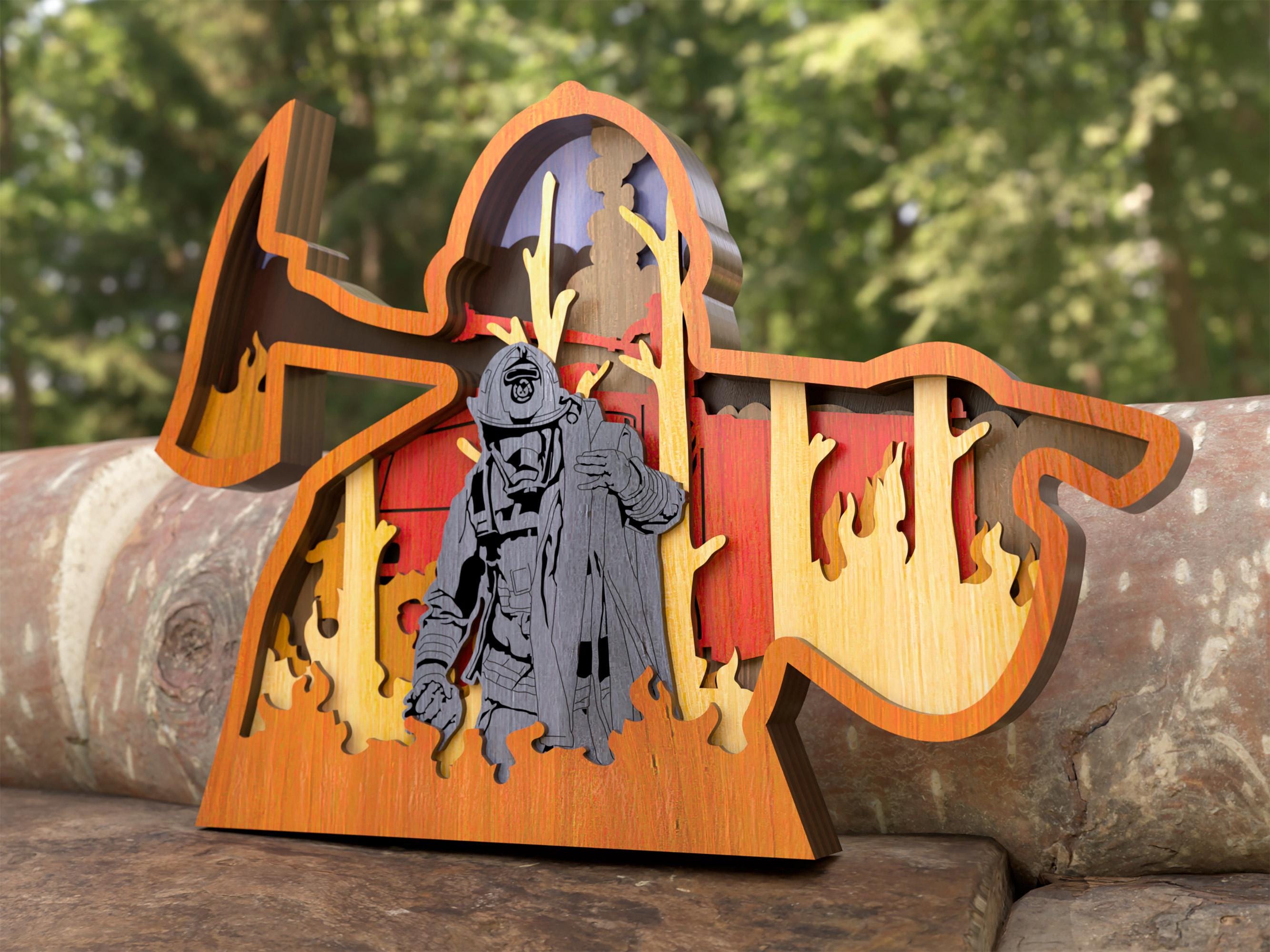 Firefighter 3D, Multilayer SVG, Laser Ready Files - 8 Layer - Etsy