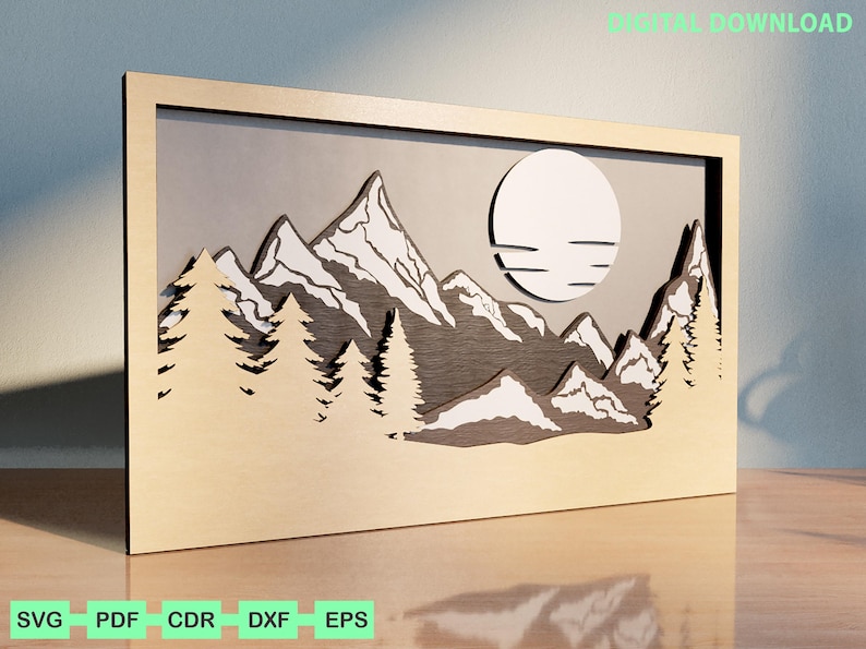 Layered Forest Mountain Svg - Etsy