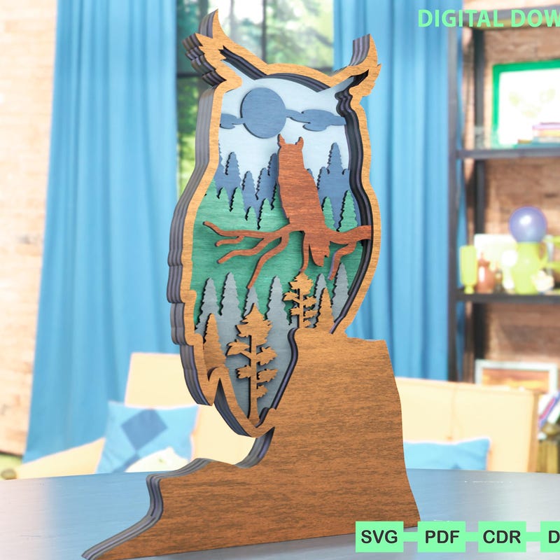 Layered Owl Laser File - Etsy
