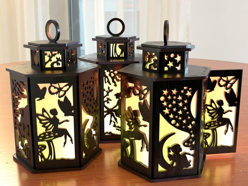 Tinkerbell Lamp Night Light Lantern Decoration SVG Laser - Etsy