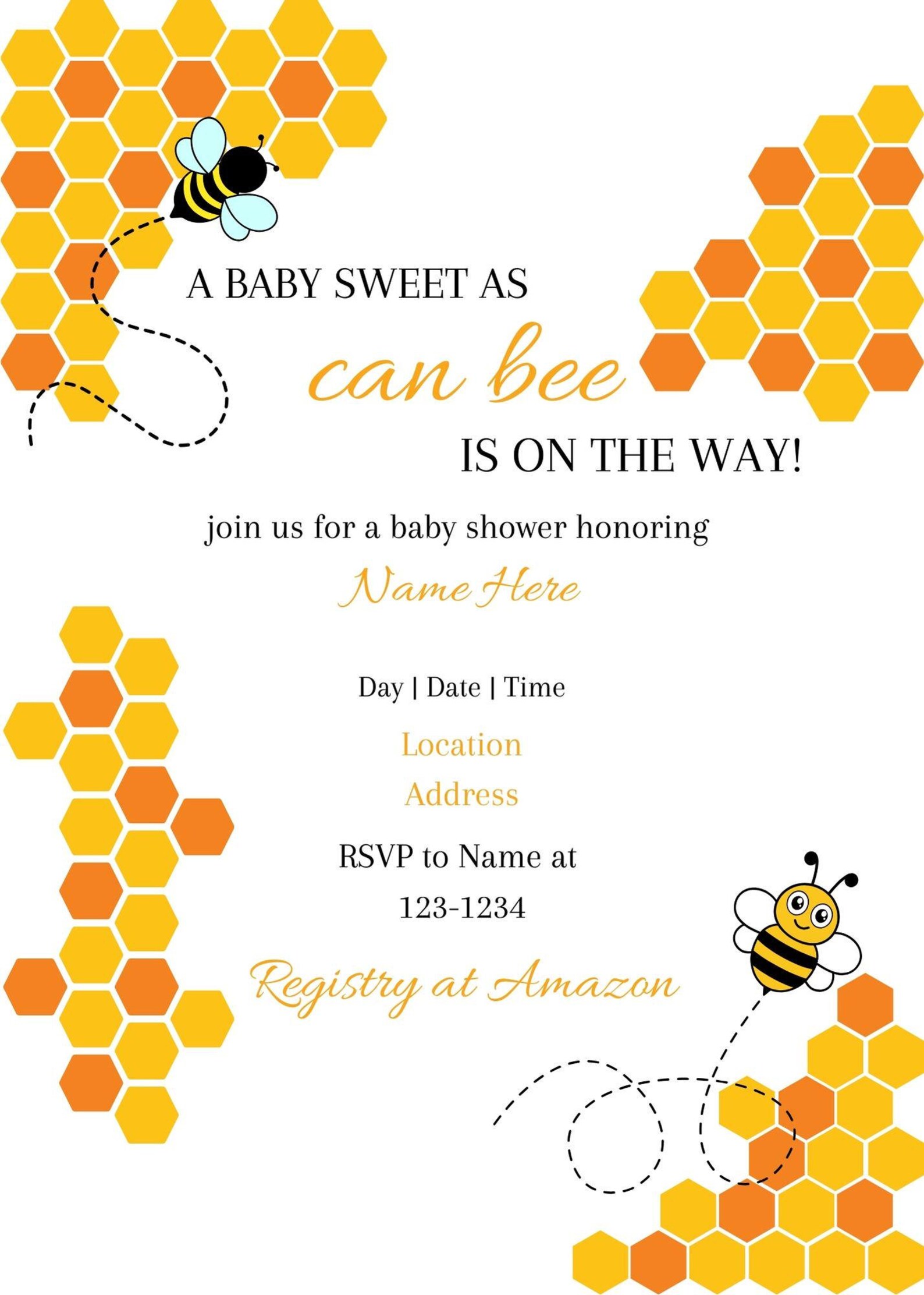 Sweet as Can Bee Baby Shower Invites, Games & Signs - Etsy