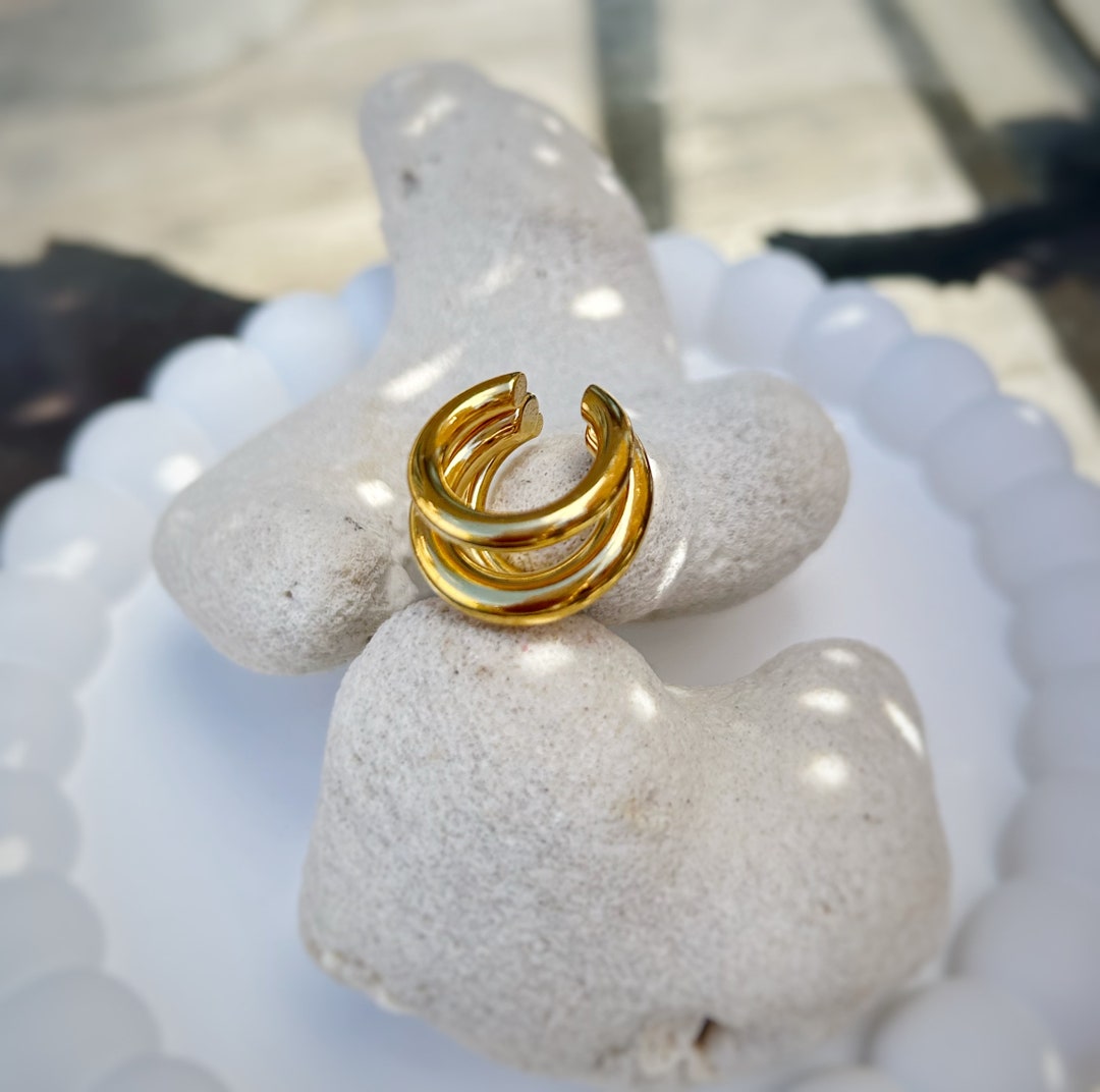 Ear Cuff Set of 3,ear Cuff for Non Pierced Ear,thick Ear Cuff, 18K Gold ...