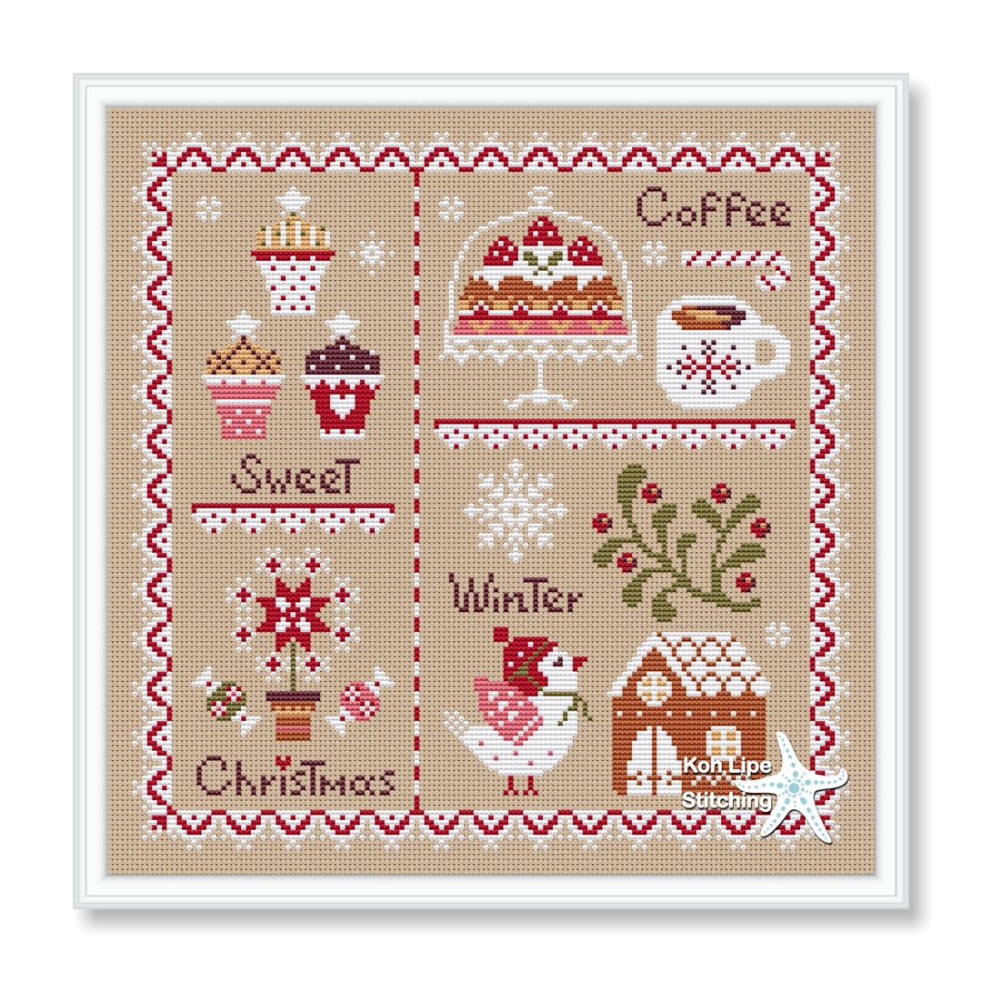 Christmas Sweets Cross Stitch Pattern: Winter Gingerbread Sampler (PDF ...