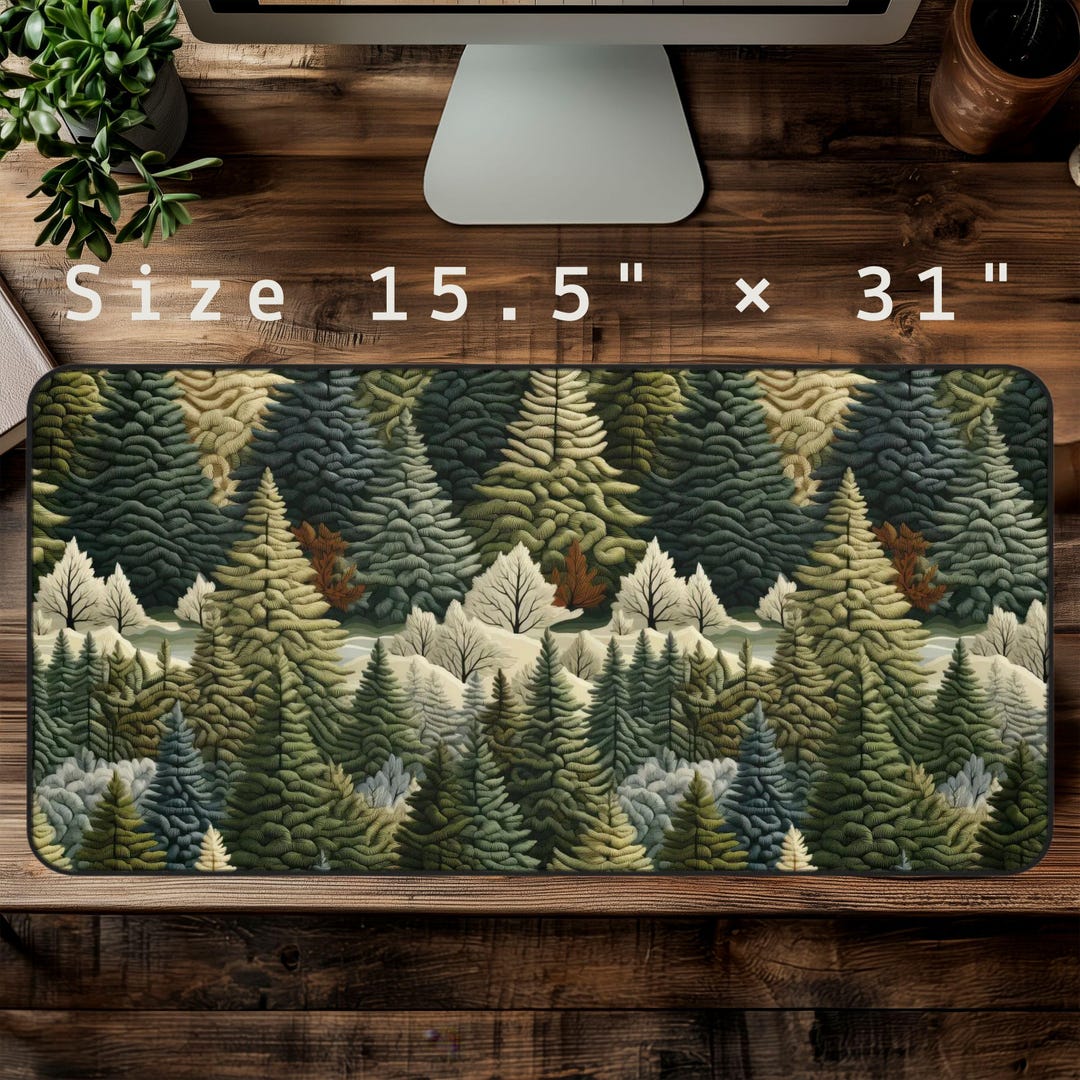 Forest Desk Mat, Nature Office Decor, Greenery Desk Accessory, Tree ...