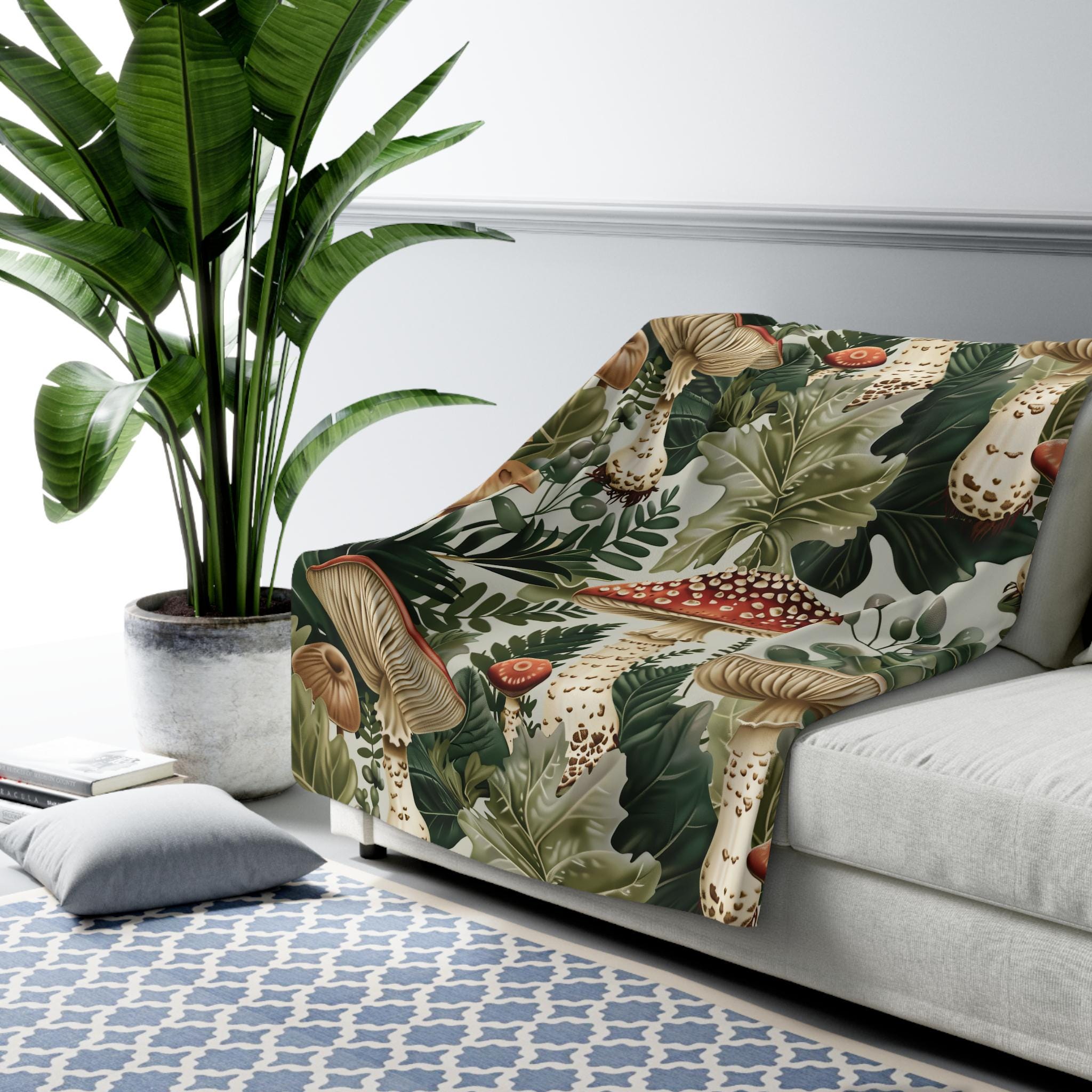 Blanket, Cottagecore Red Top Mushroom Blanket, Forestcore Blanket, Fall ...