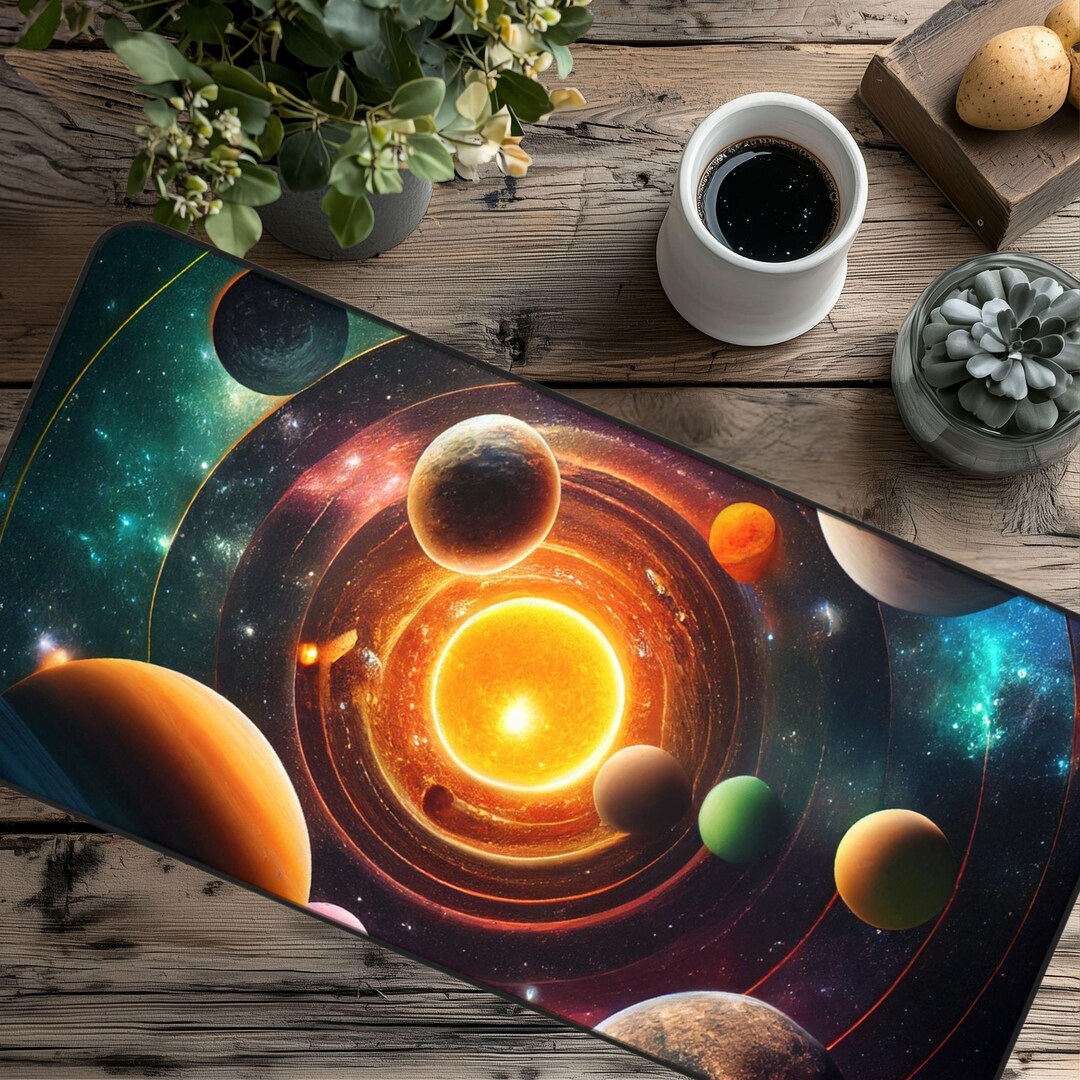 Desk Mat, Planets Solar System Design, Space Desk Pad, Astronomy Office ...