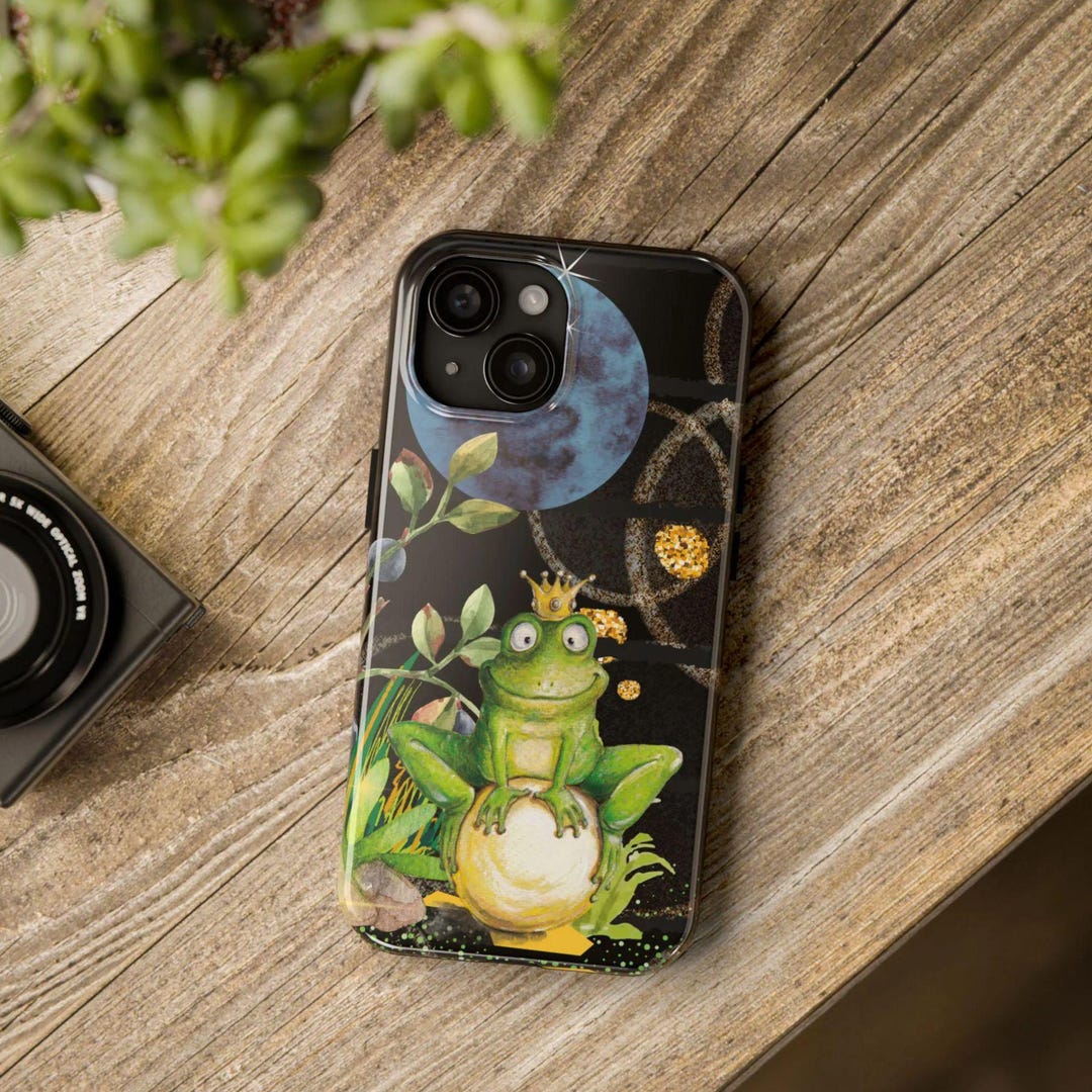 Frog Prince Phone Case, Green Amphibian Tough Cover, Protective Reptile ...