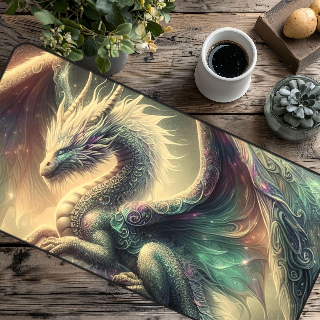 Mythical Dragon Desk Mat: Fantasy Office Accessory (15.5" × 31") - Etsy