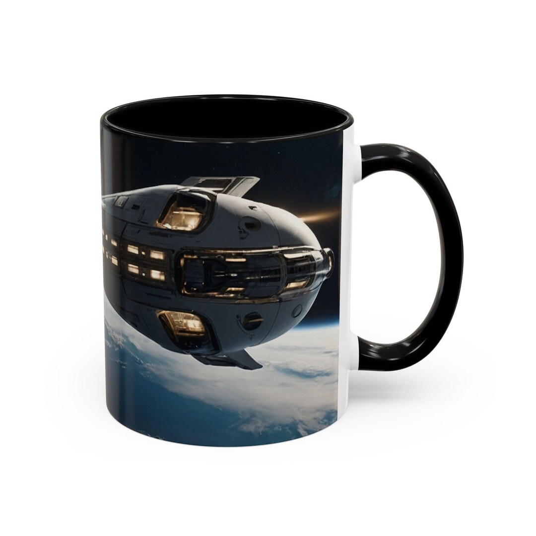 Sci-fi Starship Orbit Mug Earth Design for Space Enthusiasts Unique ...