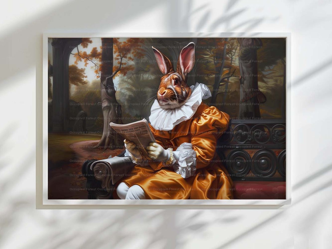 Eccentric Rabbit,premium Poster,victorian Bunny,humorous Pet,baroque Animal,hare Portrait,dark ...
