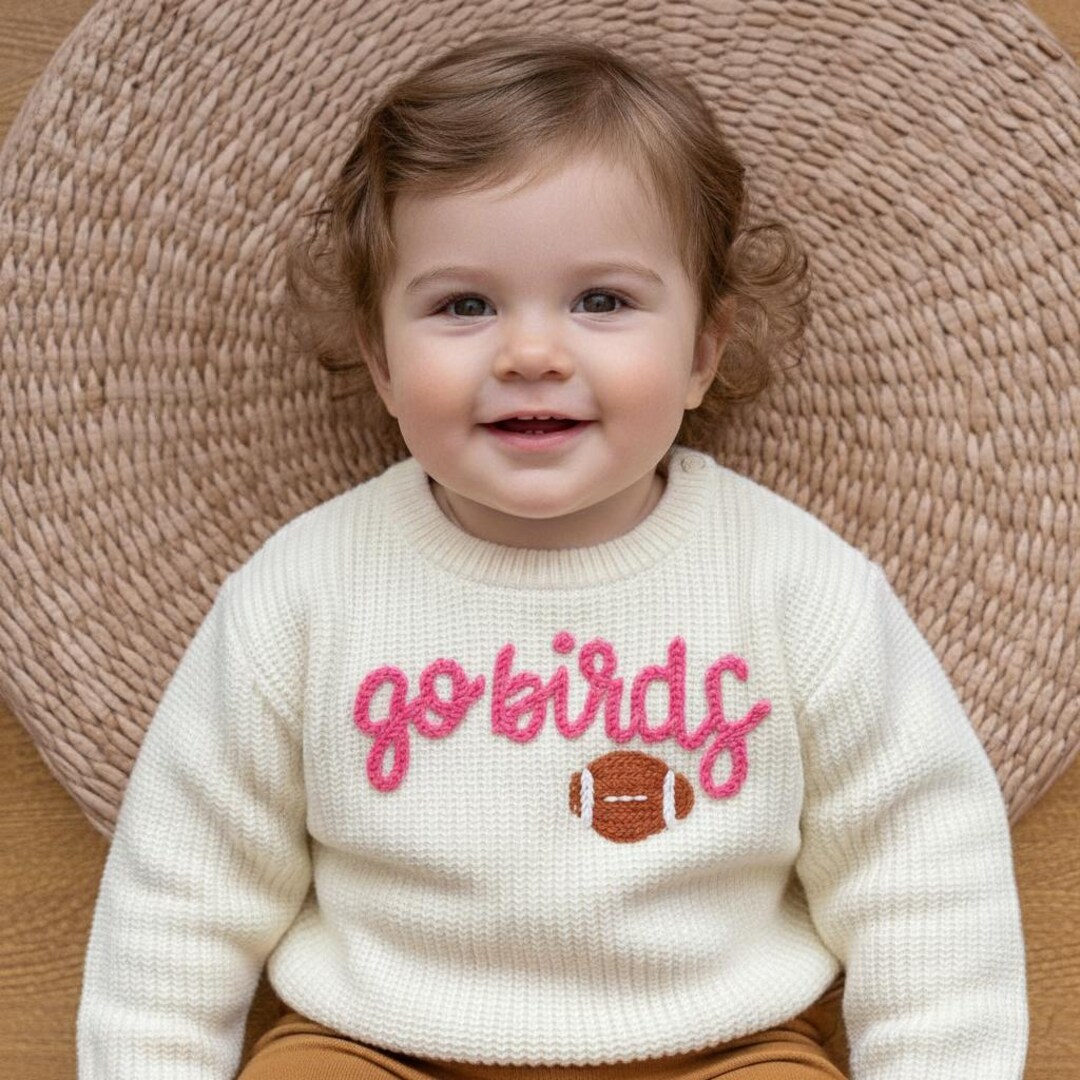 Personalized Go Birds Baby Sweater | Hand Knit Super Bowl ...