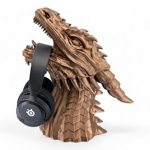 Dragon Headphone Stand 12 Inch, 3D Printed Geometric Bust, Headset ...