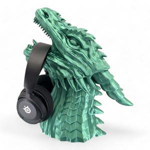 Dragon Headphone Stand 12 Inch, 3D Printed Geometric Bust, Headset ...