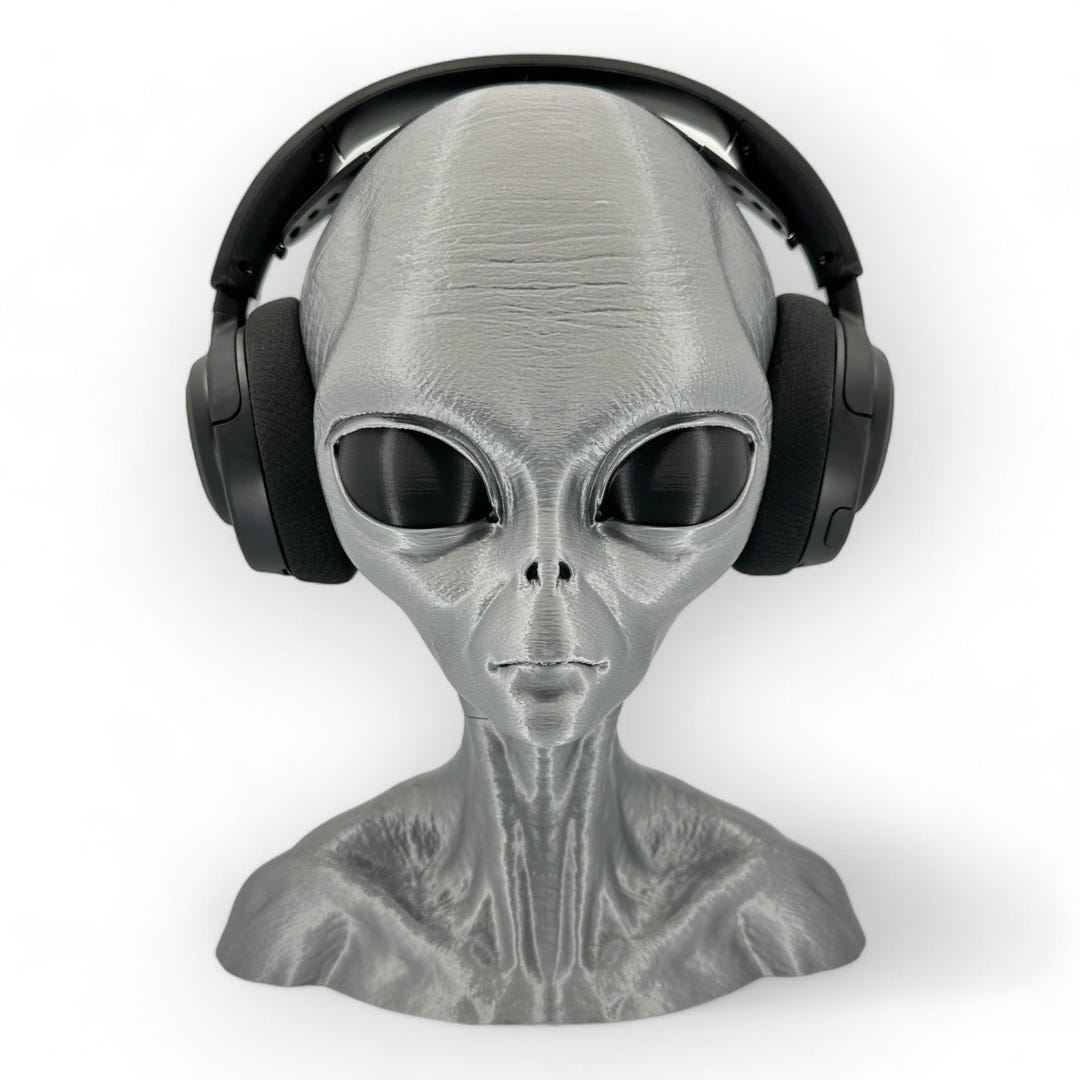 Grey Alien Headphone Stand, Gaming Headset Holder, 3D Printed Sci-fi ...