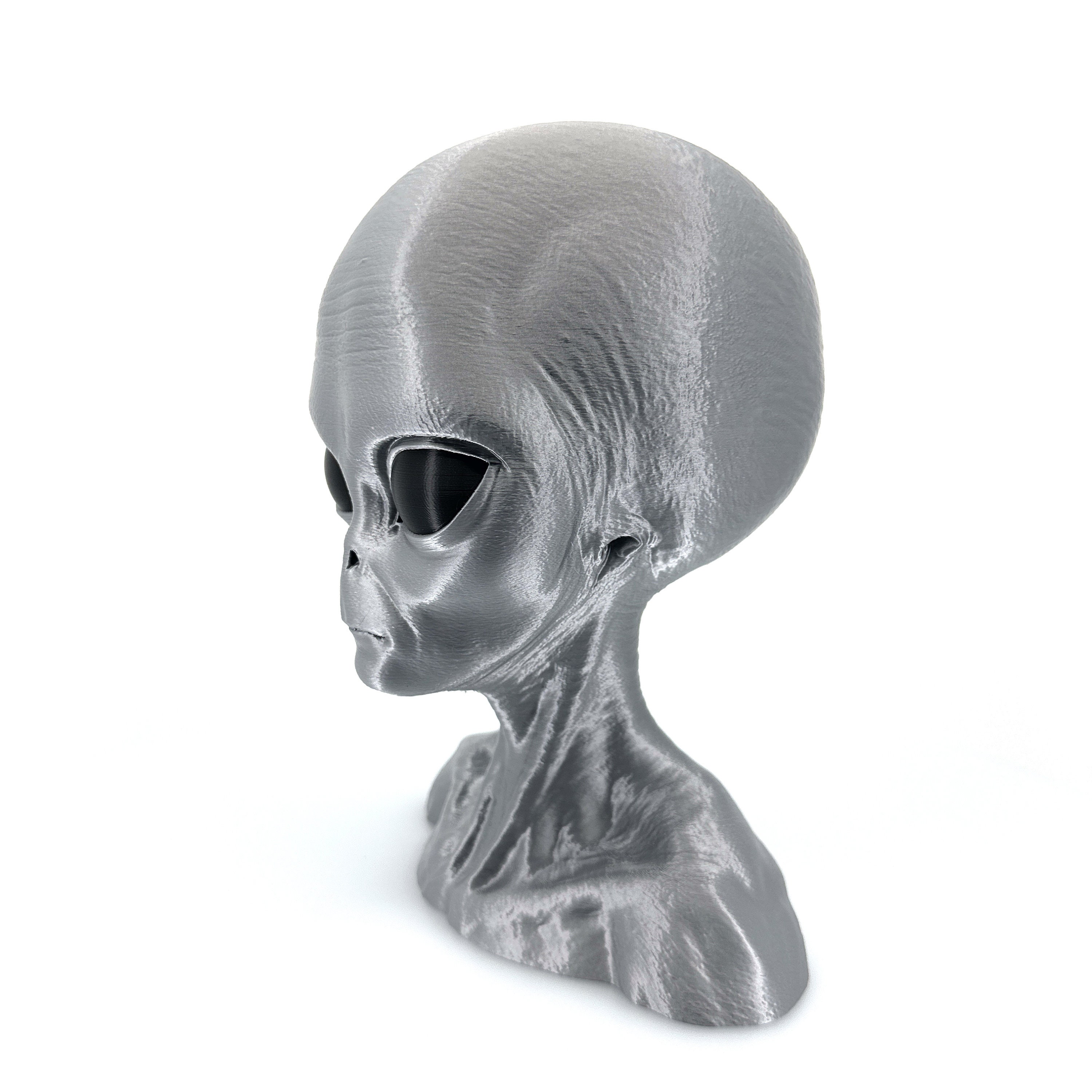 Grey Alien Head Bust 4-12 Inch, 3D Printed Extraterrestrial Sculpture ...