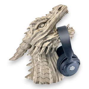 Dragon Headphone Stand 12 Inch, 3D Printed Geometric Bust, Headset ...