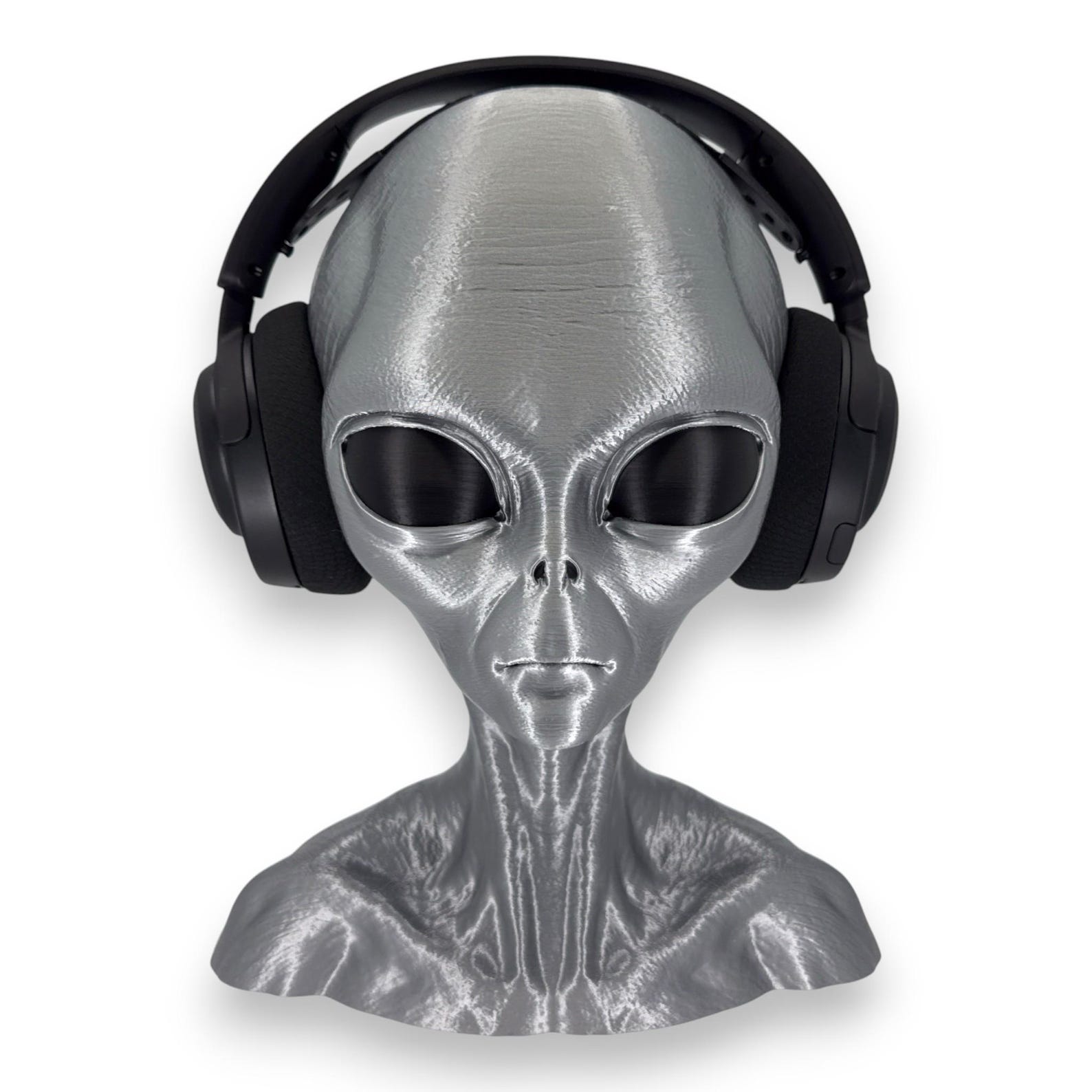 Grey Alien Headphone Stand 12 Inch, 3D Printed Bust Headset Holder, UFO ...
