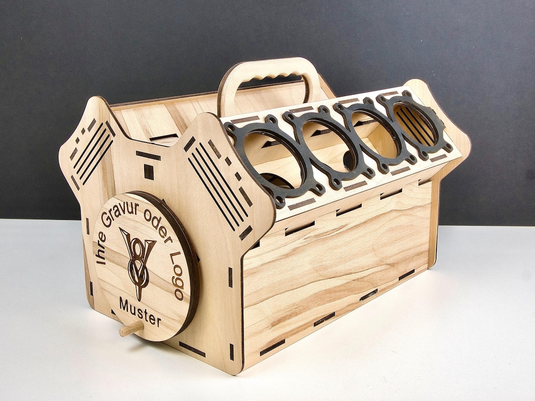 V8 Beer Crate / Incl. Engraving / Beer Engine / Beer Cylinder / Car ...