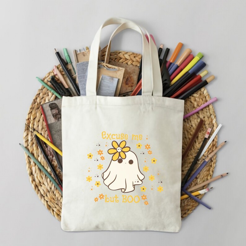 Excuse Me, but Boo! Cute Ghost Tote Bag | Halloween Tote | Spooky ...
