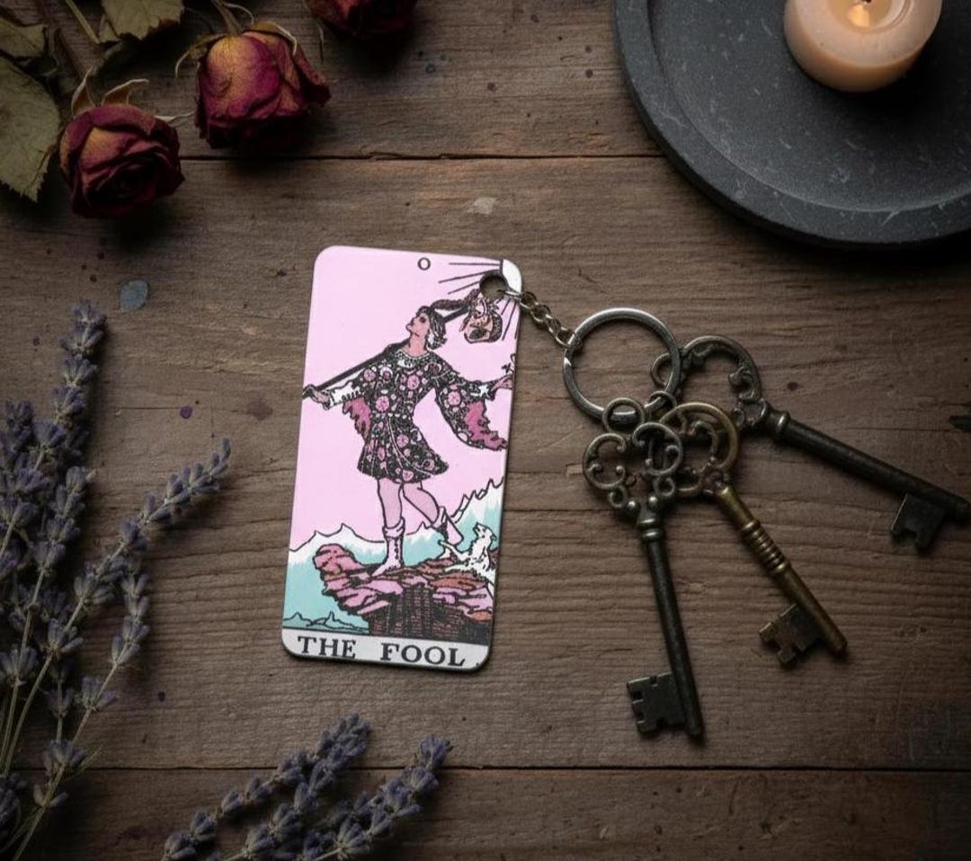 The Fool Tarot Keychain Manifestation Rider Waite Tarot Card Keychain ...