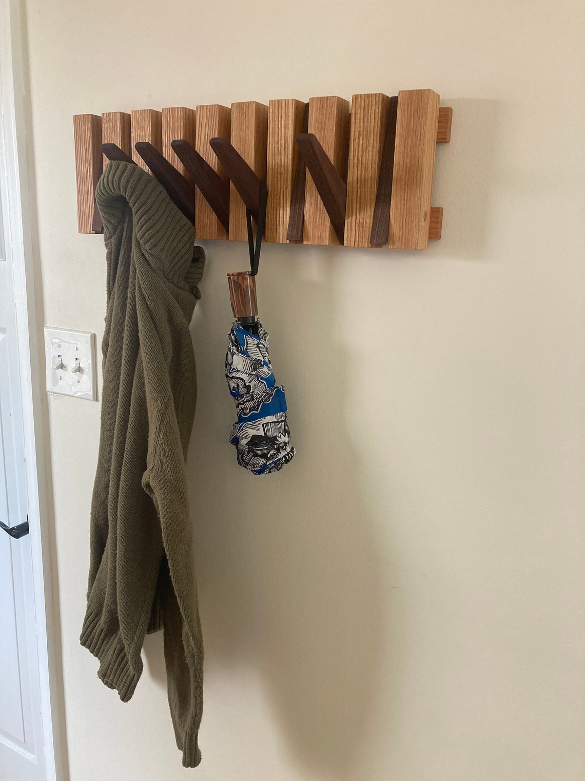 Modern Wall Rack Oak & Walnut - Etsy