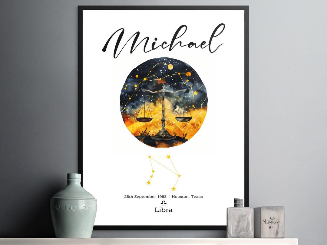 Custom Zodiac Wall Art, Personalized Libra Star Sign Poster ...