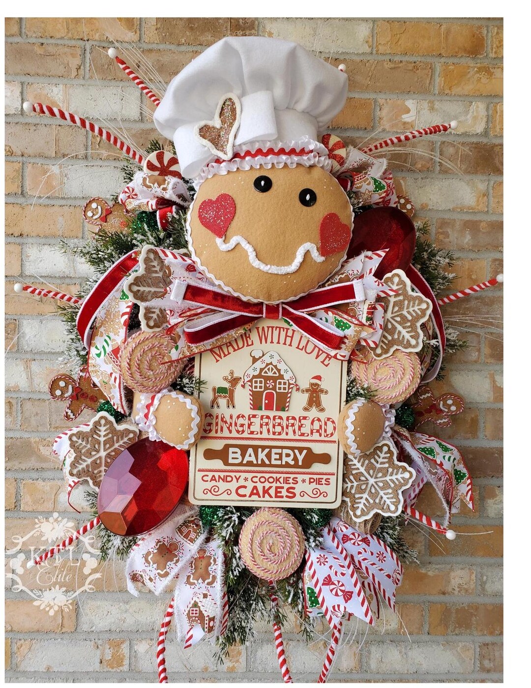 Gingerbread Bakery Christmas Wreath: Holiday Candy Cane Door Decor - Etsy
