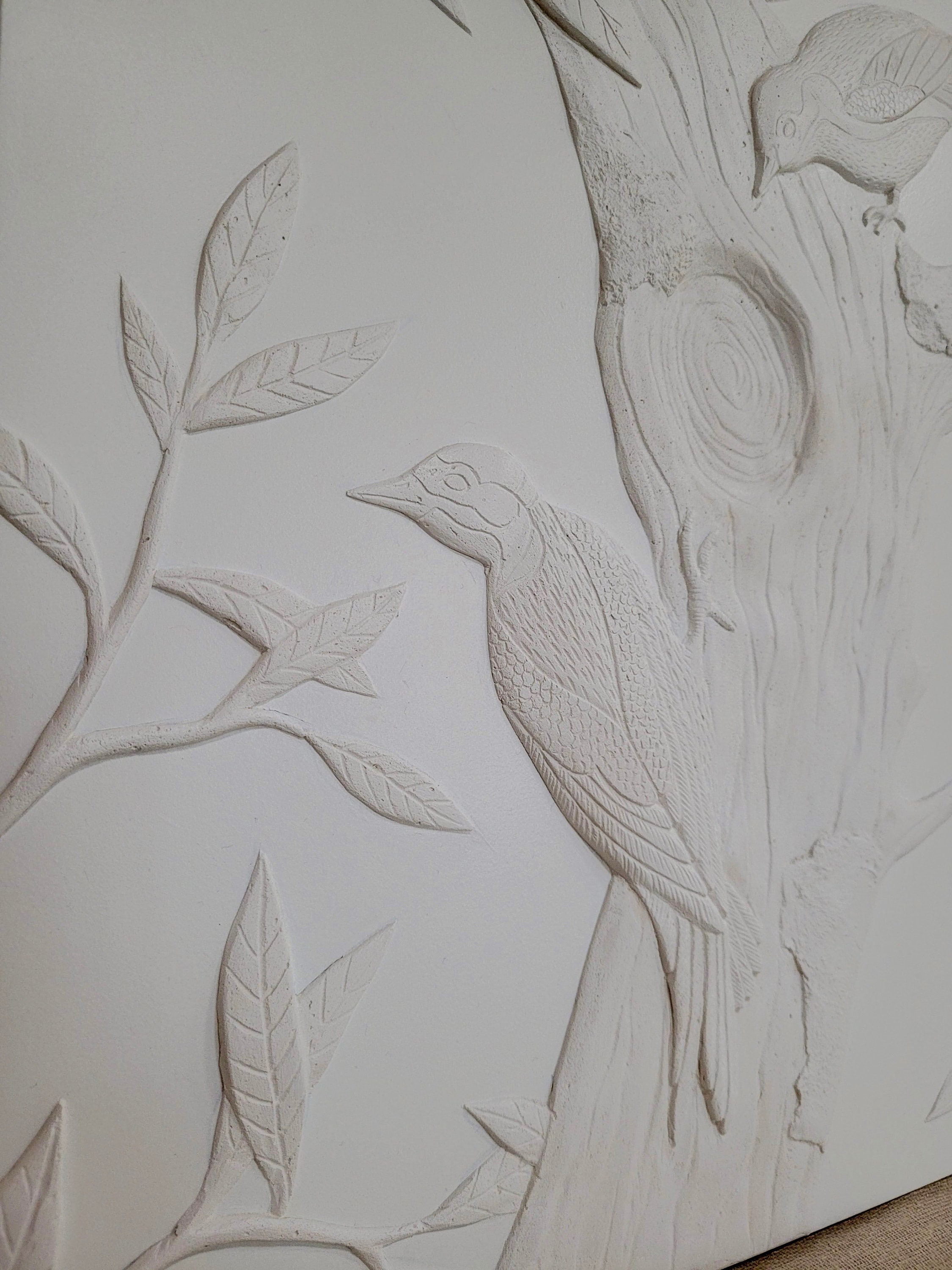 Woodpecker Birds Sculptural Plaster Artwork Wall Décor - Etsy