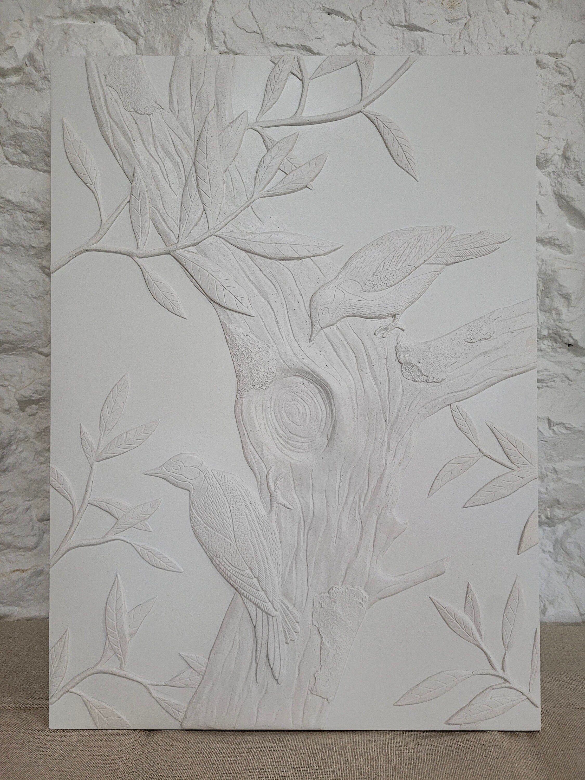 Woodpecker Birds Sculptural Plaster Artwork Wall Décor - Etsy