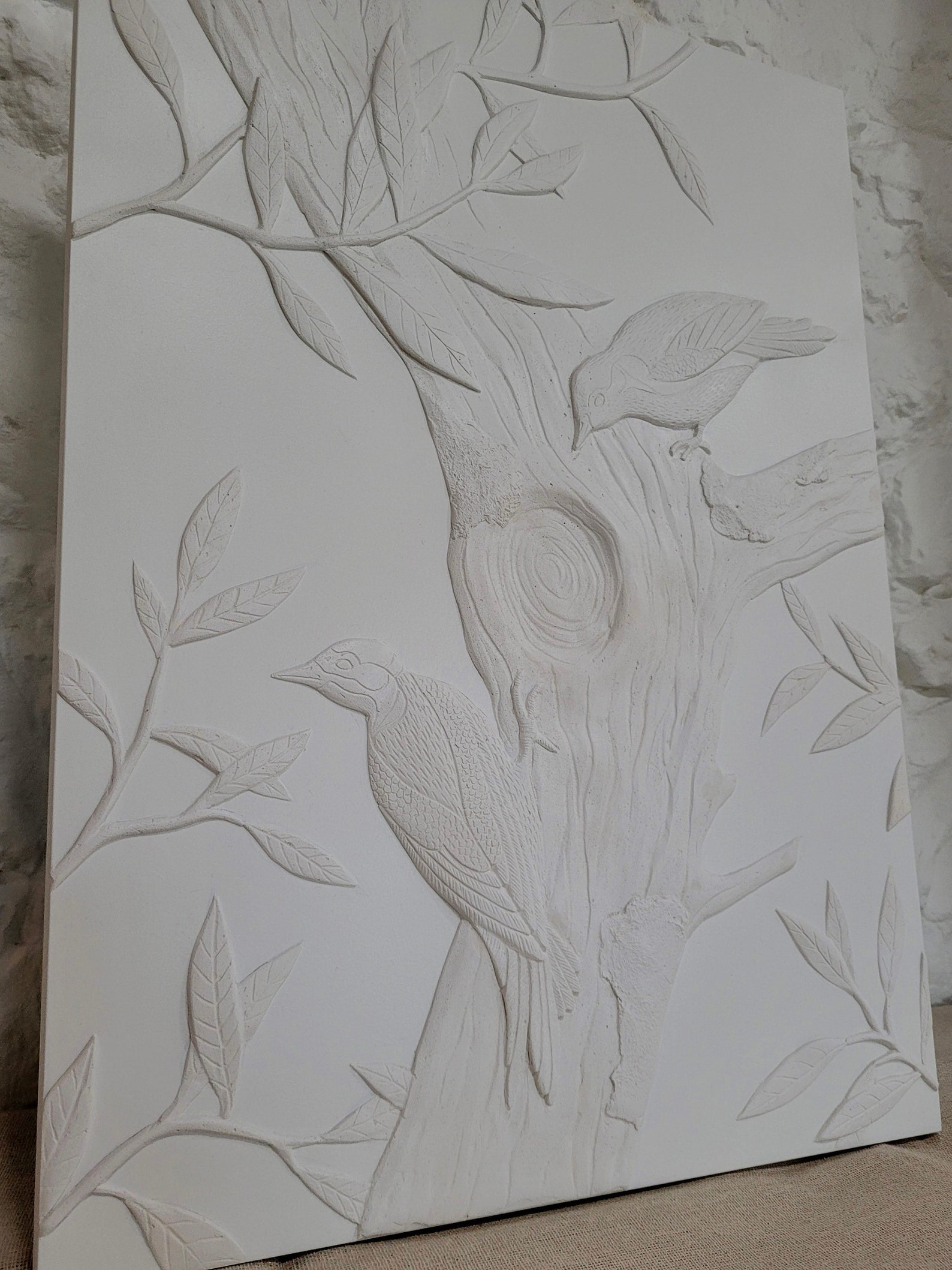 Woodpecker Birds Sculptural Plaster Artwork Wall Décor - Etsy