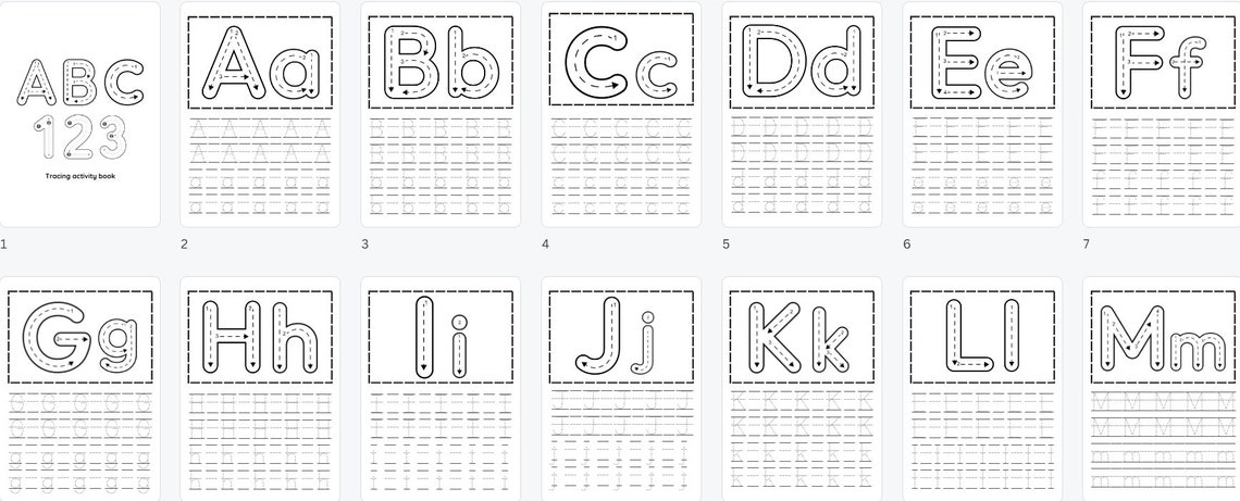 Tracing Activity Book Alphabets, Numbers, Lines, Animals - Etsy