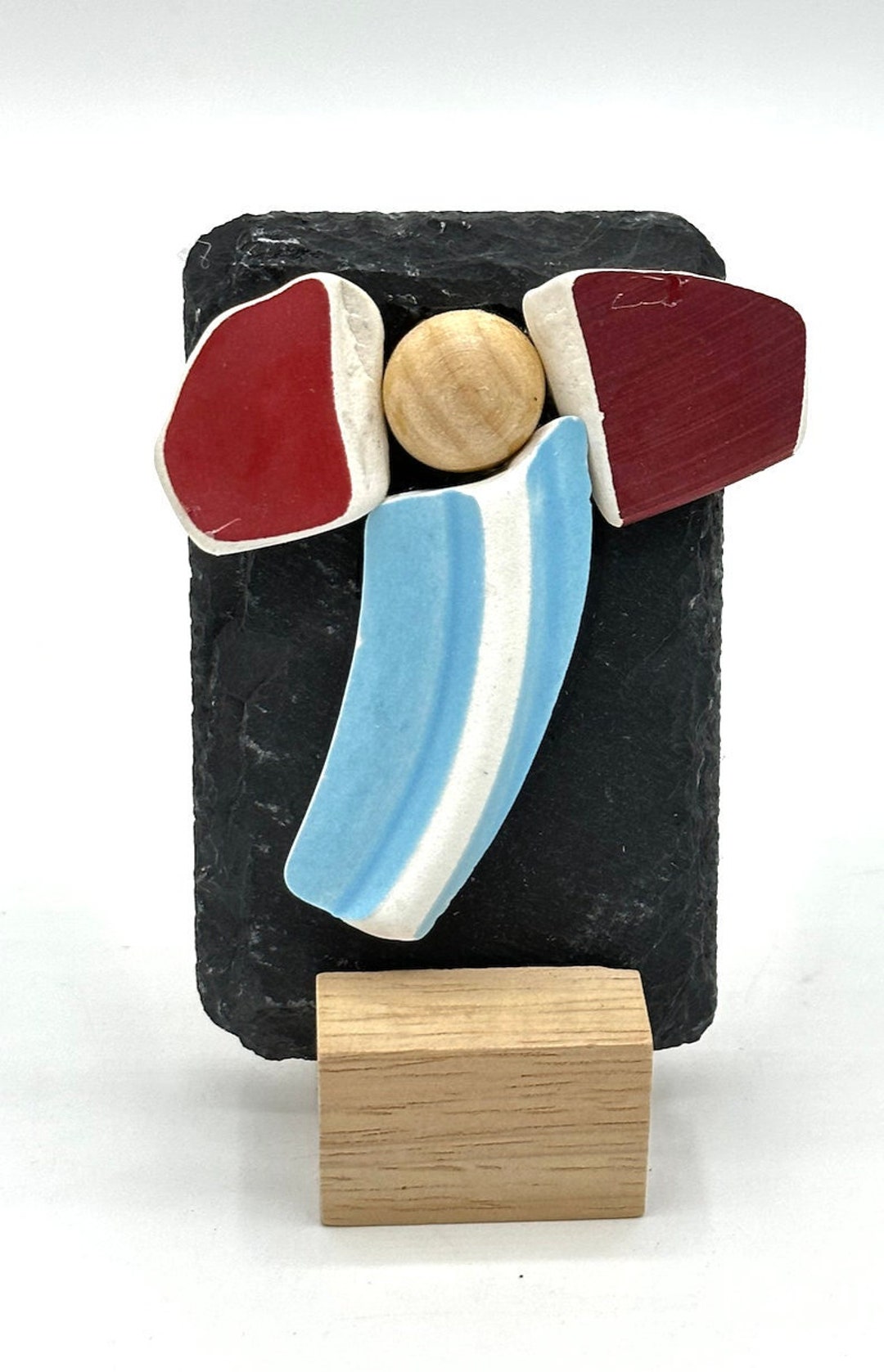 Upcycled Angel Art: Pre-loved Dishes on Slate (2" X 3") - Etsy