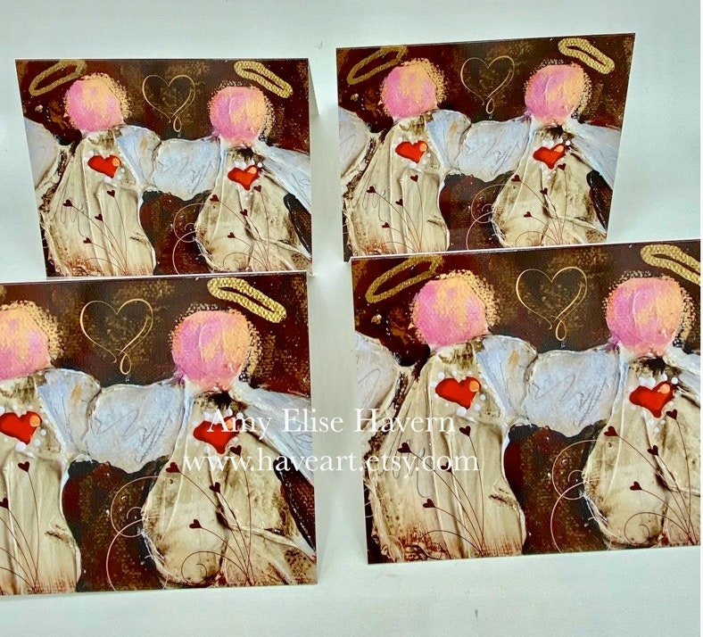 Angel Note Cards Featuring Art From Amy Elise Folded Cards Blank Inside ...