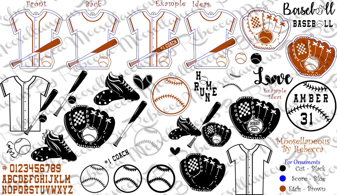Baseball Themed SVG Digital Files Laser Plotter Cut Files for Glowforge ...