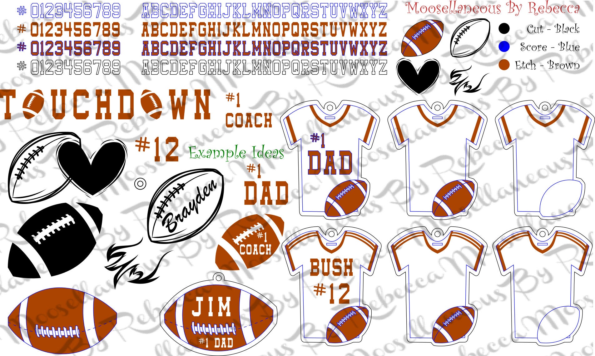 Football Themed SVG Digital Files Laser Cut Files for Laser Machine ...