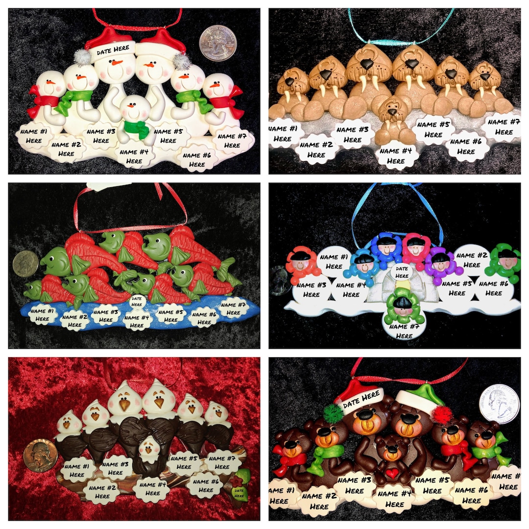 Family of 7 Eskimo Igloo or Elf Tree or Salmon, Cardinal, Walrus, or ...
