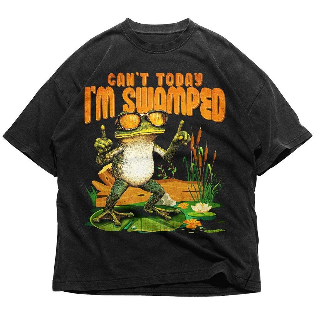 Animal Frog Meme Shirt, Funny Can't Today I'm Swamped Trending Quoes ...
