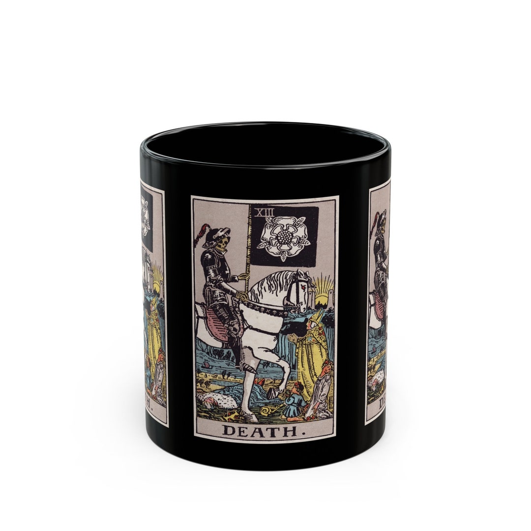 The Death Card Tarot Card Mug, Black Mug, Wrap-around Design, Astrology ...