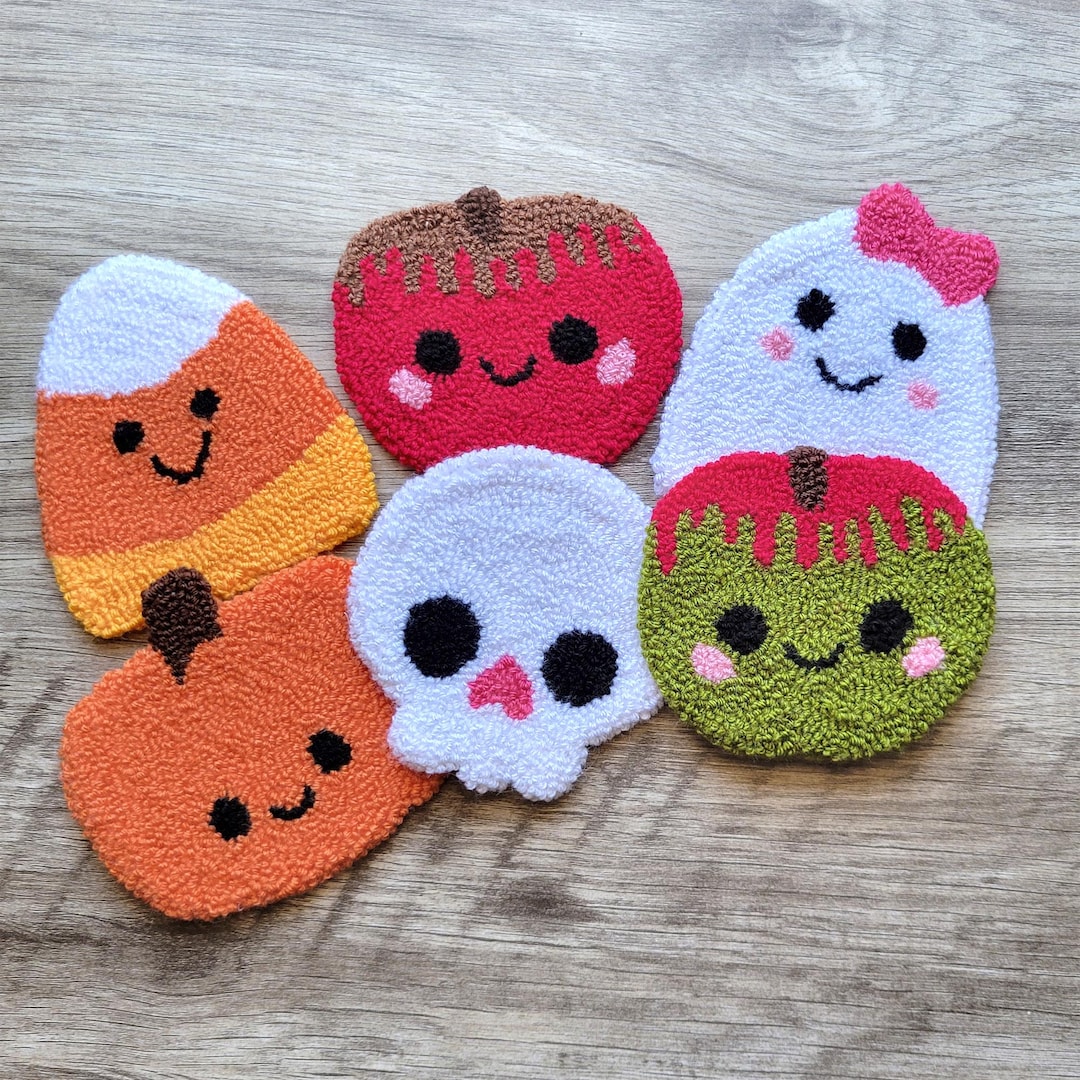 Halloween Ghost, Pumpkin, Candy Apple, Candy Corn, Skull Punch Needle ...