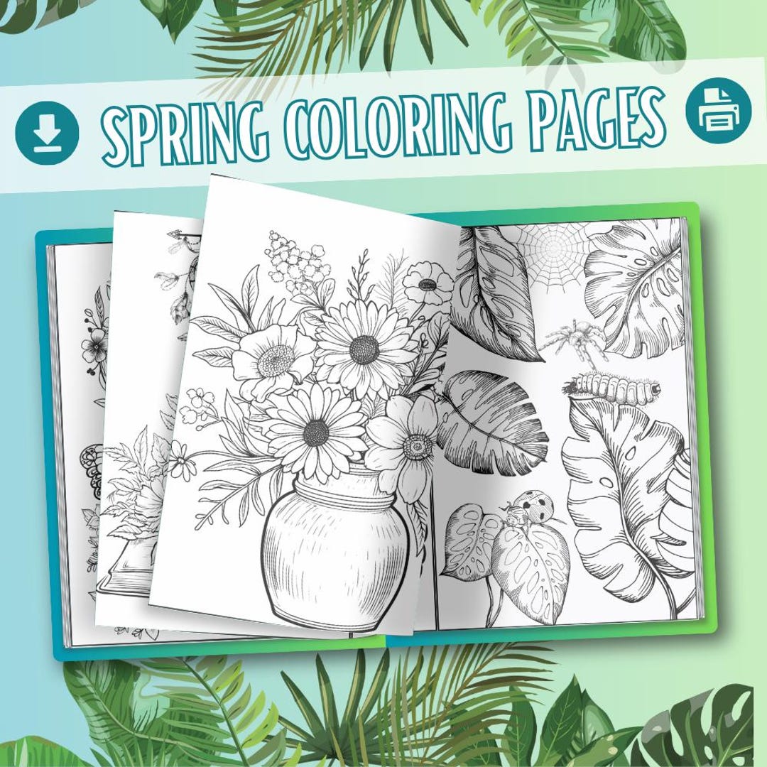 Spring Animals Coloring Page: Horse, Owl, Deer, Chick (PDF Download) - Etsy