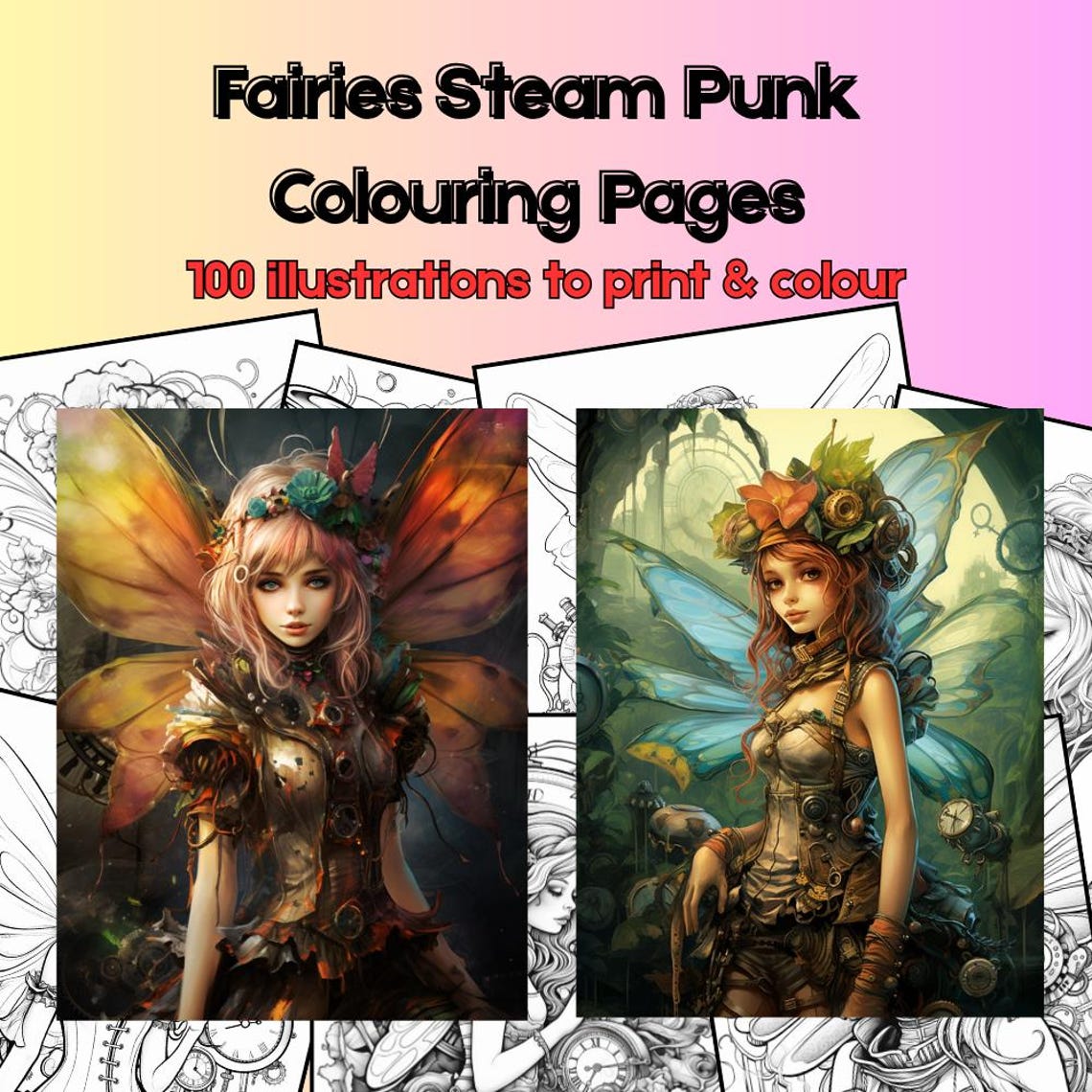 100 Fairies Fairy Colouring Pages PDF Digital Download Printable Steam ...