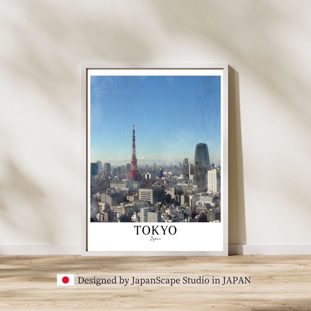 Tokyo Tower Watercolor Travel Poster Iconic Tokyo Skyline Art Print - Etsy